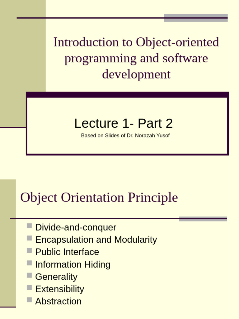 Lect01 IntroOOP-Part2 | PDF | Object Oriented Programming | Object (Computer Science)