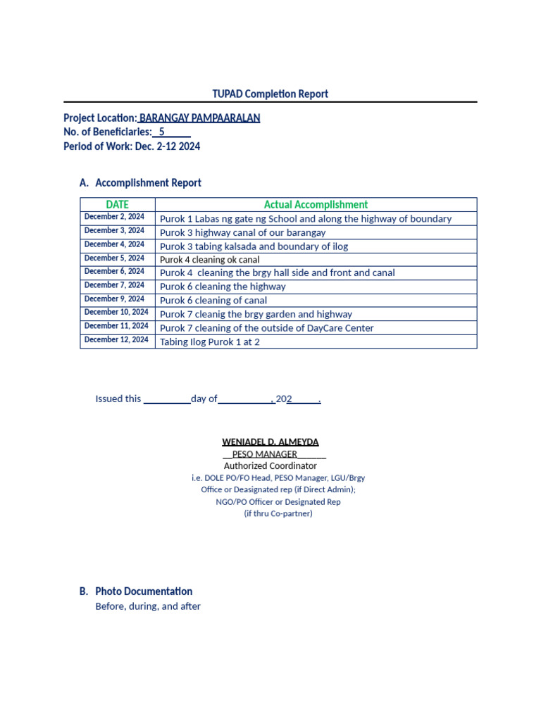 TUPAD Completion Report | PDF