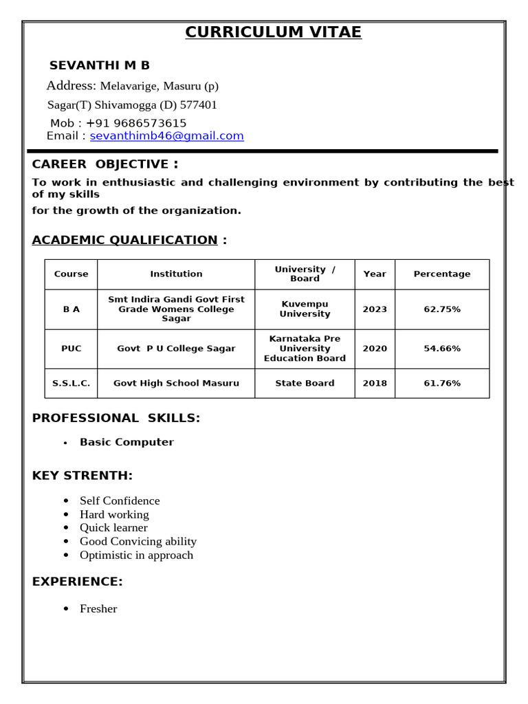 Sevanthi Resume | PDF