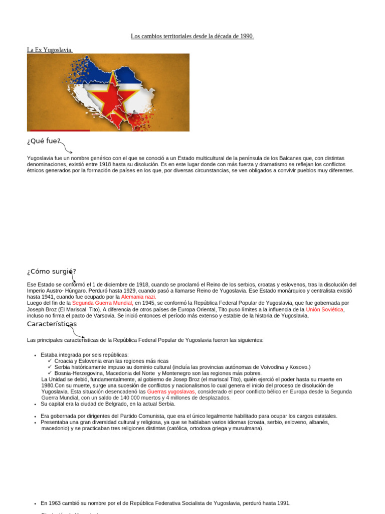 Cambios Territoriales en la Ex Yugoslavia | PDF | Yugoslavia | Guerras ...