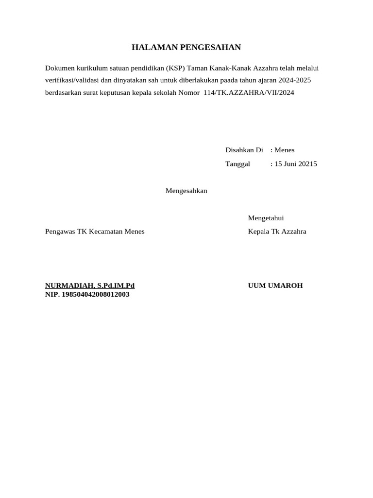 Halaman Pengesahan | PDF