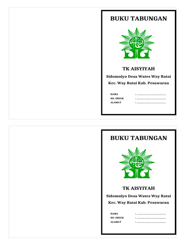 Buku Tabungan Paud TK Aisyiyah | PDF