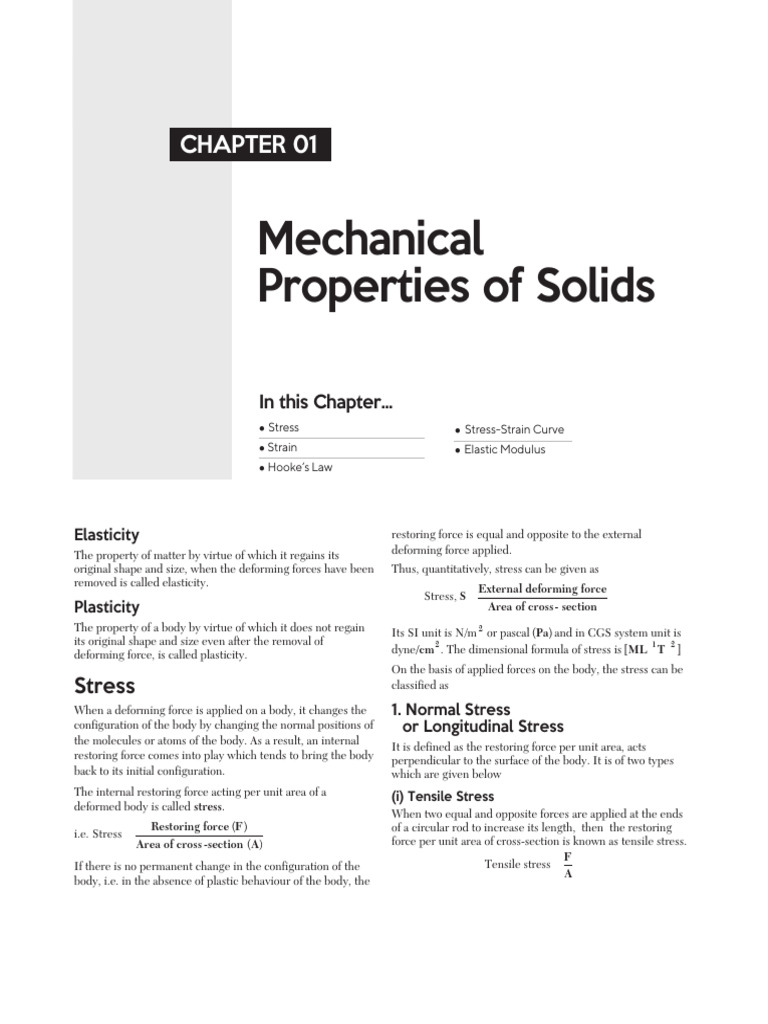 Mechanical Properties of Solids | PDF | Deformation (Engineering) | Elasticity (Physics)