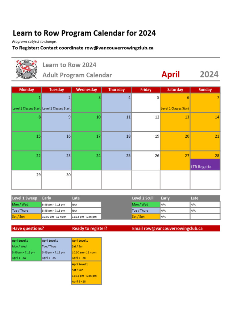 Learn_to_Row_Calendar_2024 | PDF