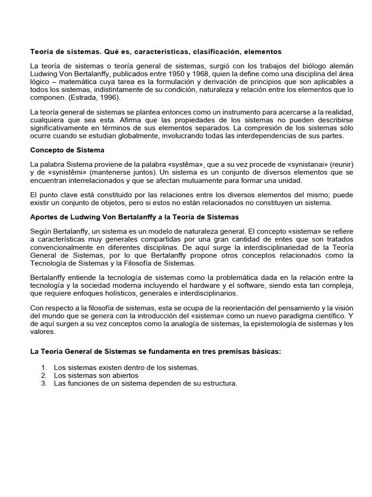 Teoria General de Sistemas Admin | PDF | Sistema | Teoría de sistemas