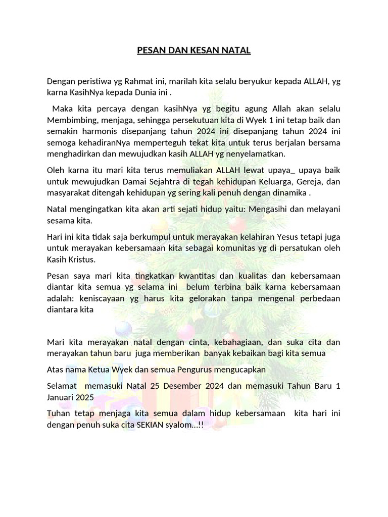 PESAN DAN KESAN NATAL | PDF