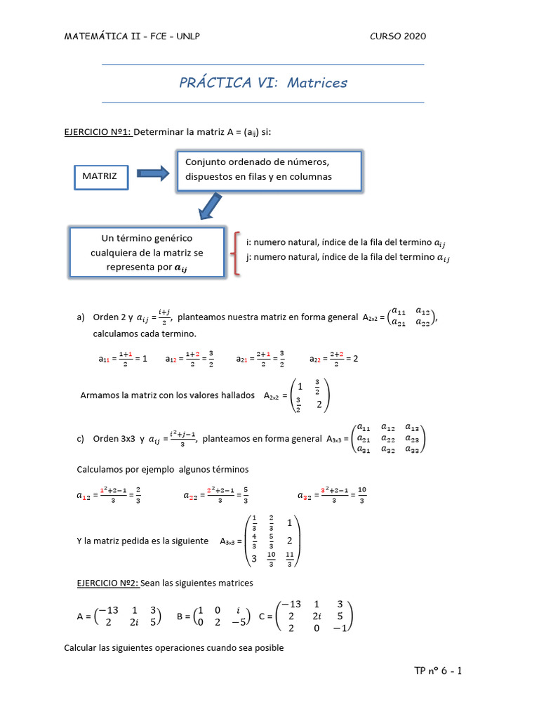 PRÁCTICA 6 - Matrices | PDF | Matriz (Matemáticas) | Teoría de la matriz