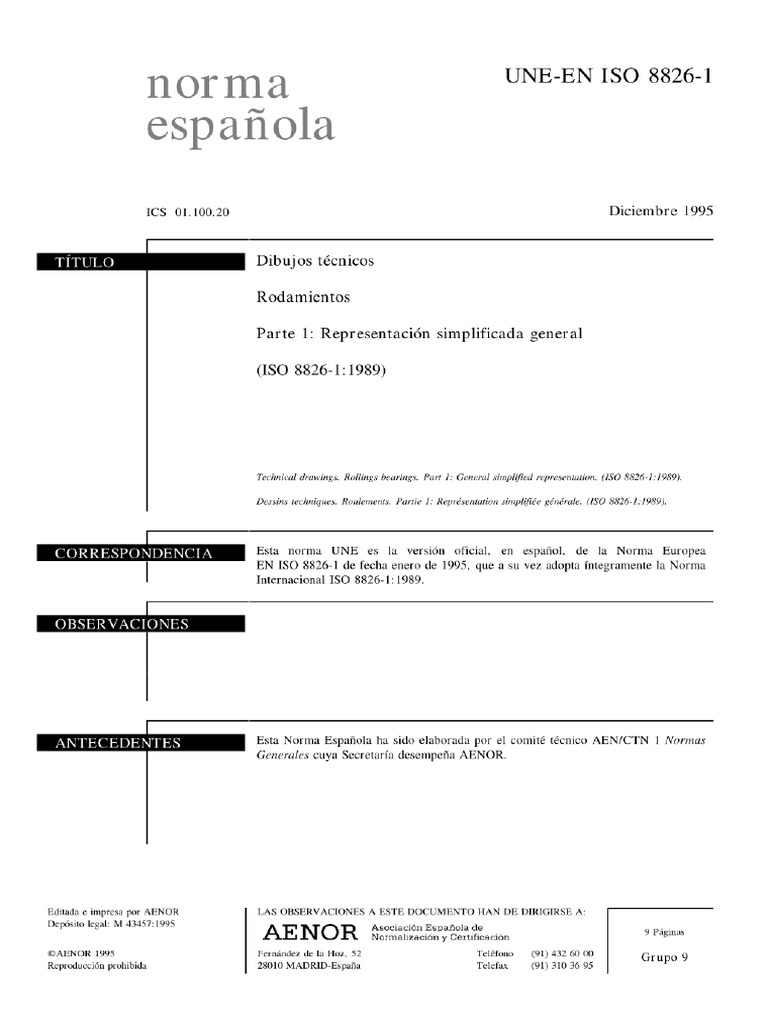 Iso 8826-1 1989 - Rodamientos. Parte 1 | PDF