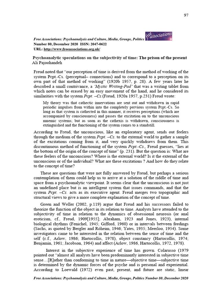 Psychoanalytic Speculations On The Subje | PDF | Psychoanalysis ...