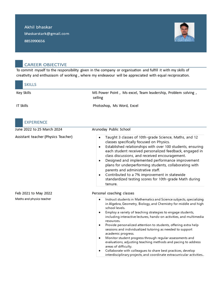 akhil bhaskar L | PDF | Teachers | Mathematics