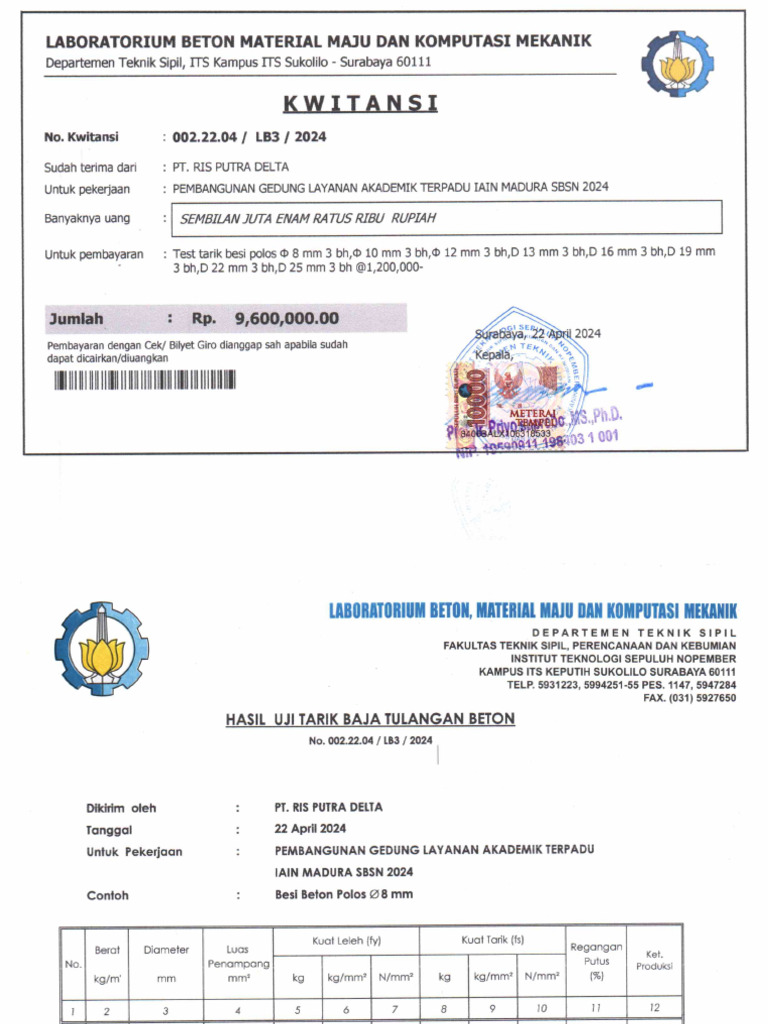 Hasil Uji Tarik Besi | PDF