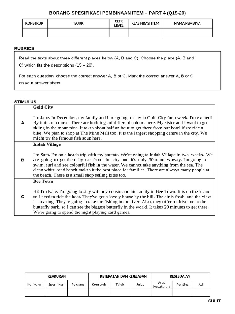 UASA PART 4 BI YEAR 5 | PDF
