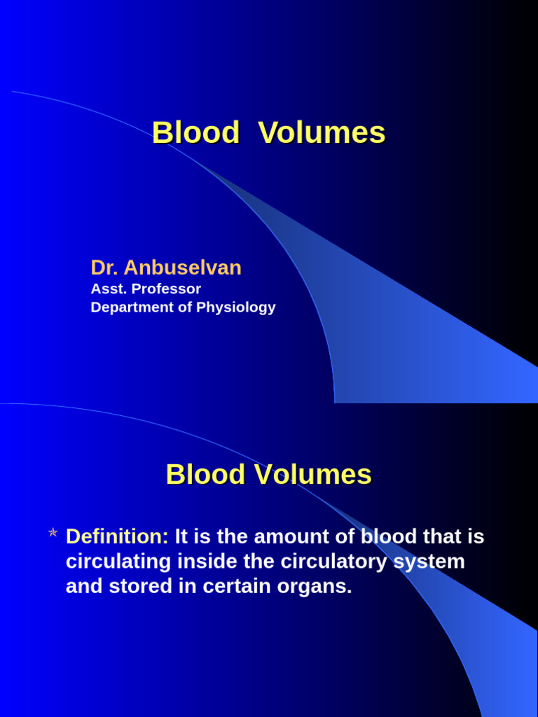 Blood Volume Insights for Physiology Students | PDF