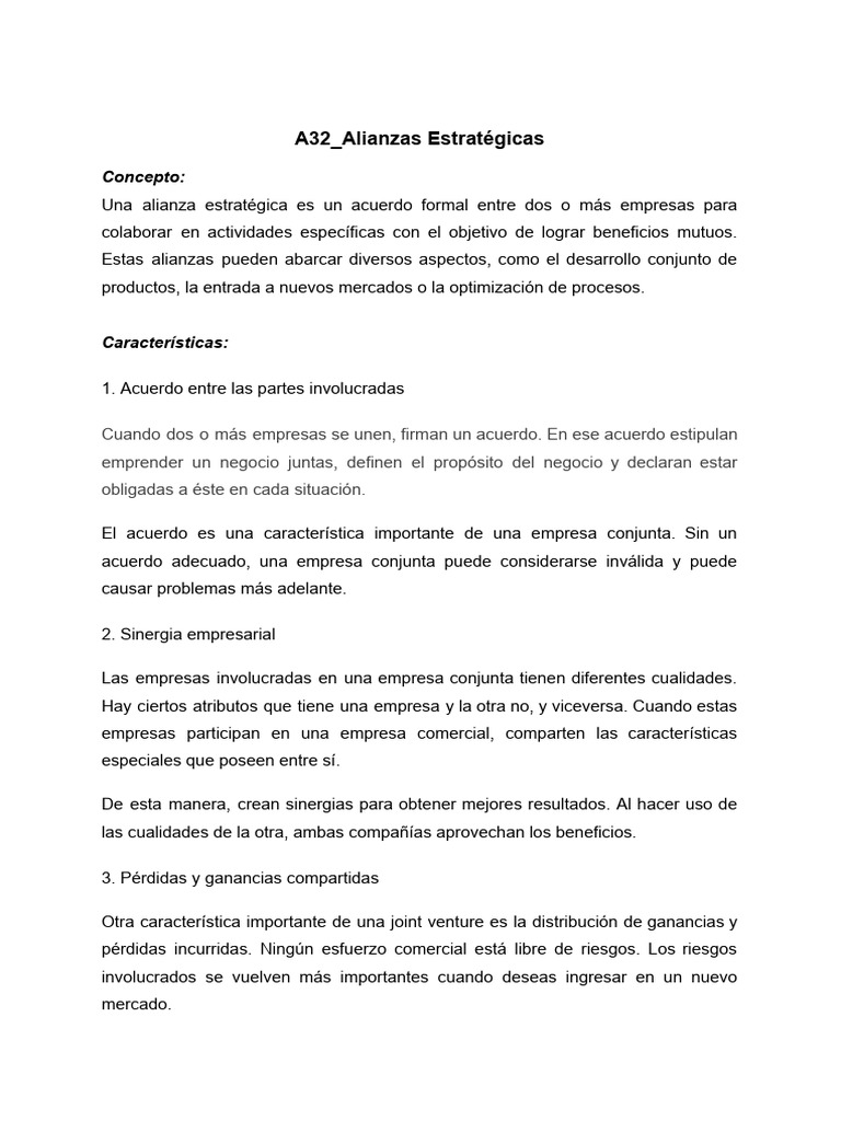 A32 - Alianzas Estratégicas | PDF | Proyecto conjunto | Business