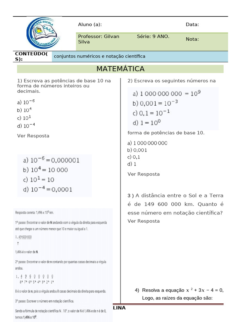 Matetica 9 Ano (Resp.) | PDF | Mol (unidade) | Ciências Físicas