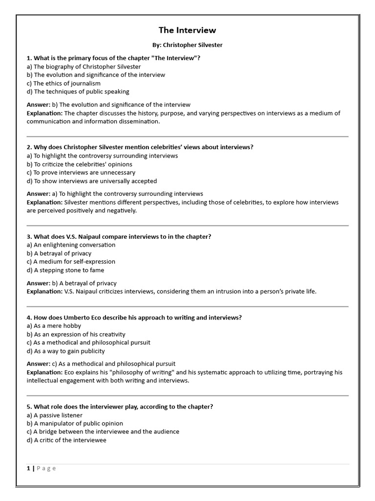 7. The Interview | PDF | Narrative | Thought