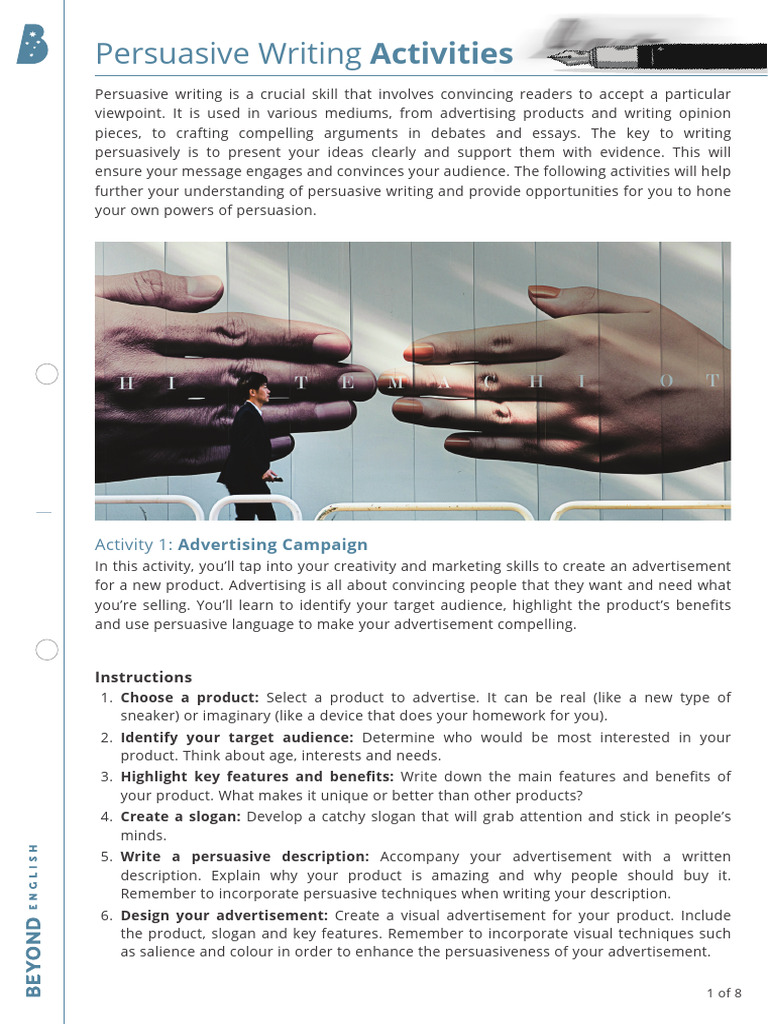 Persuasive Writing Activities Guide | PDF | Advertising | Essays