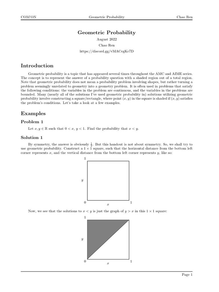 Geometric Probability | PDF | Geometry | Applied Mathematics
