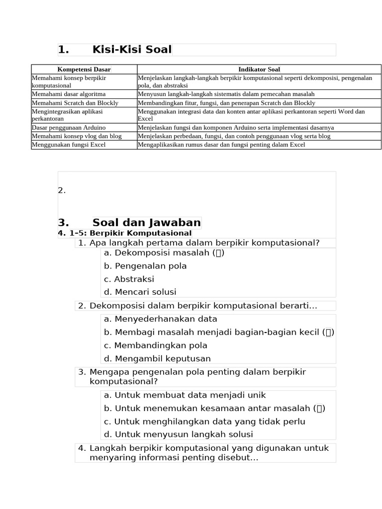 Soal Informatika Kelas 9 | PDF