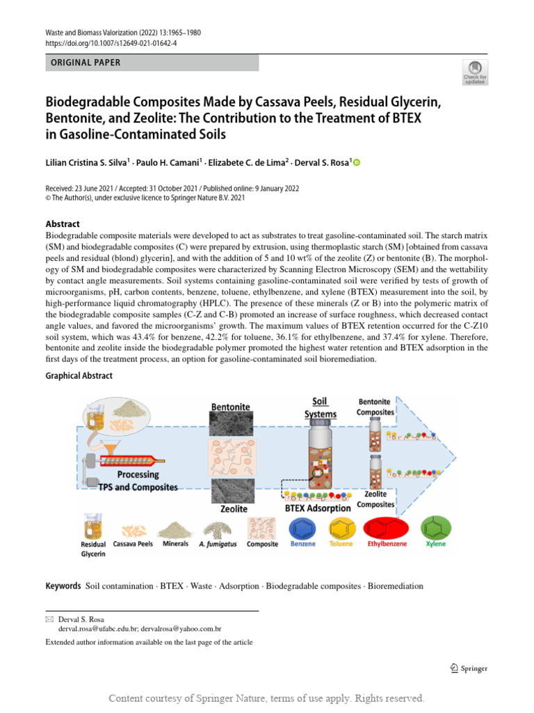 Biodegradable Composites for BTEX Remediation | PDF | Soil | Biodegradation