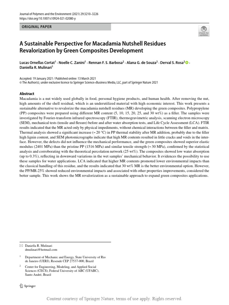 A Sustainable Perspective For Macadamia Nutshell R | PDF | Composite ...