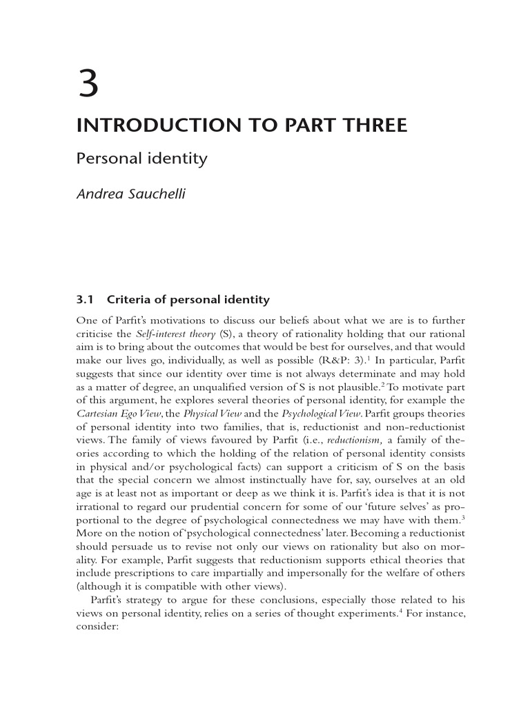 Understanding Personal Identity Theories | PDF | Rationality | Reductionism