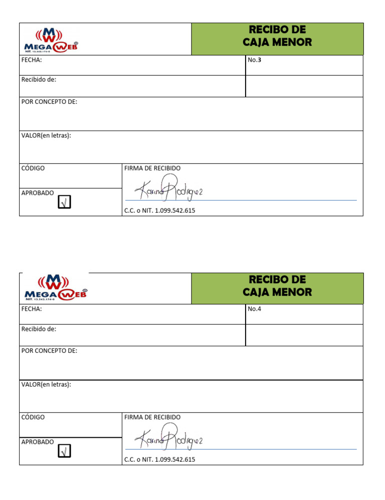 Recibos de Caja Menor: Pagos de Nómina | PDF