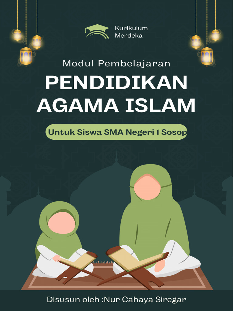 Modul Pembelajaran Pendidikan Agama Islam Sampul Buku Hijau Ilustratif ...