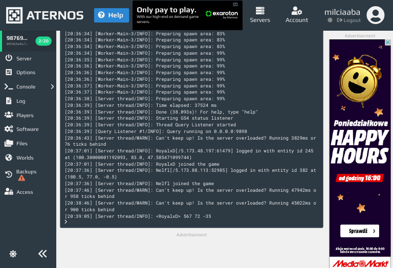 Console Aternos Free Minecraft Server | PDF | Computing | Software