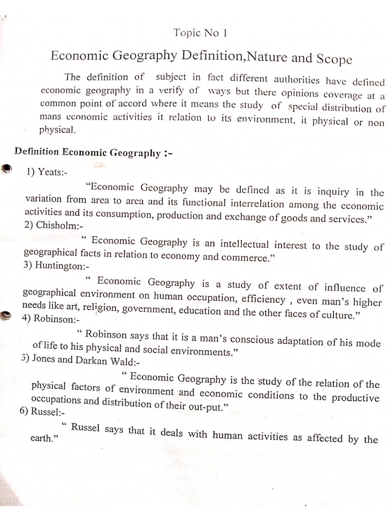 Economic Geography Unit - 1 | PDF