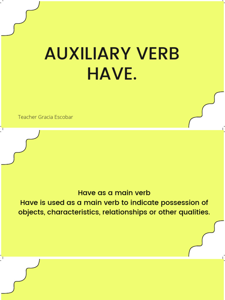 Understanding the Auxiliary Verb "Have" | PDF