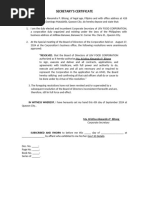 SECRETARY CERTIFICATE - Template | PDF | Business | Law