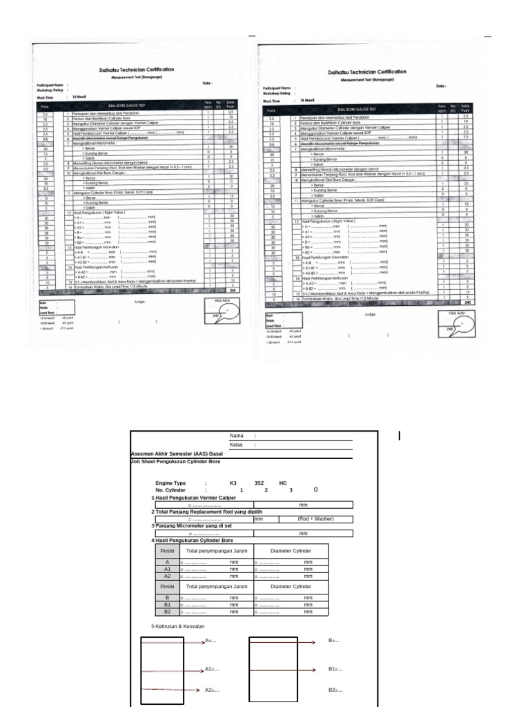 Job sheet Asesmen akhir semester gasal kelas x tkr 2 | PDF