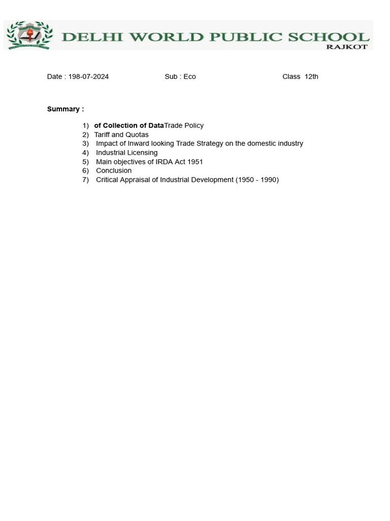 Eco - 11th - Summary | PDF