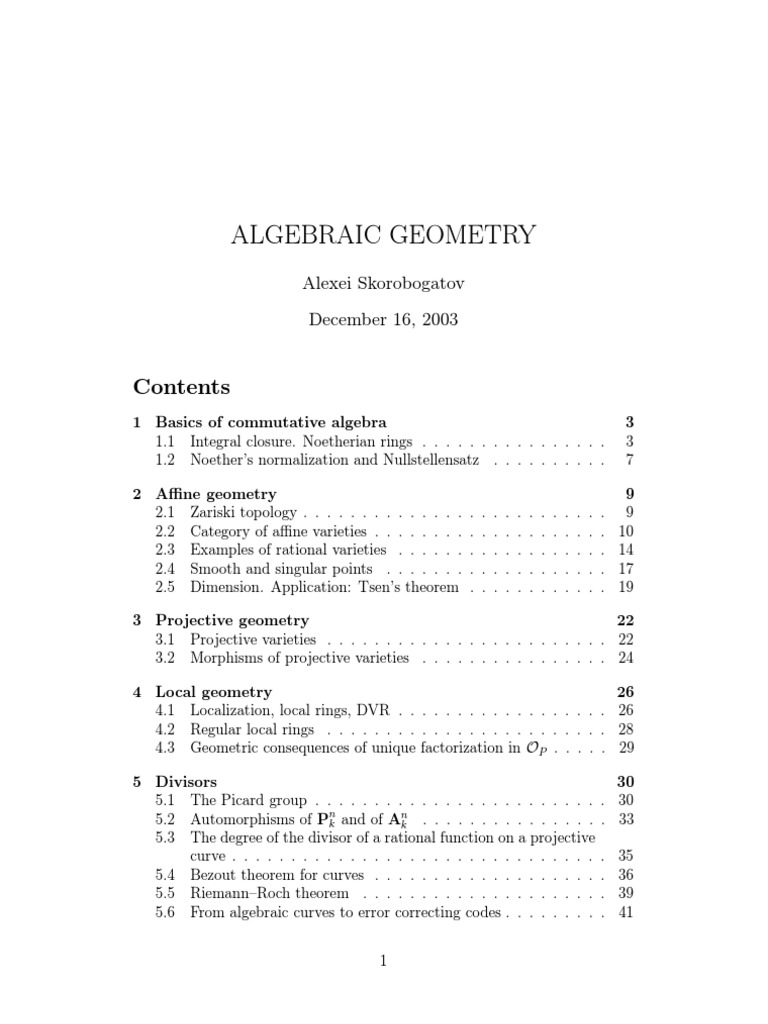 Introduction to Algebraic Geometry | PDF | Ring (Mathematics) | Field (Mathematics)