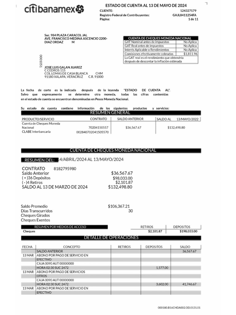 Formato de Edo Cta Banamex | PDF