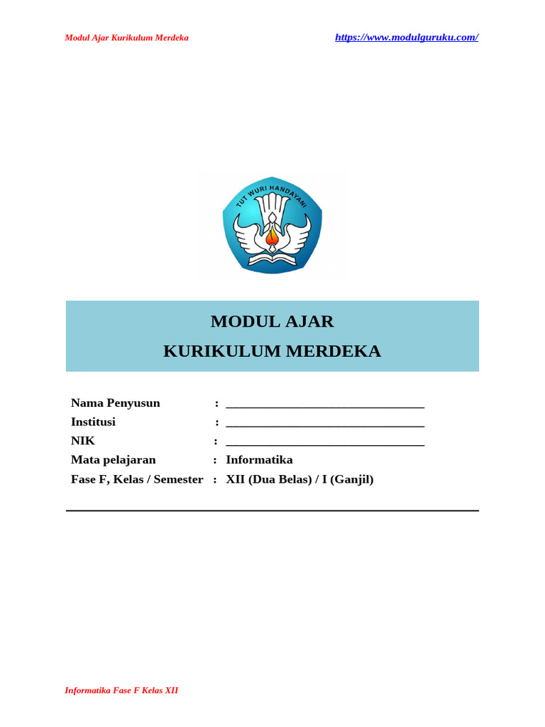 Modul Ajar Informatika Kelas 12 Fase F Bab 1 Informatika Sekarang Dan