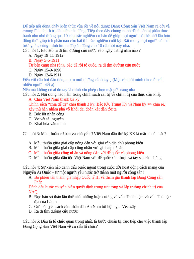 10 CÂU TRẮC NGHIỆM LSD | PDF