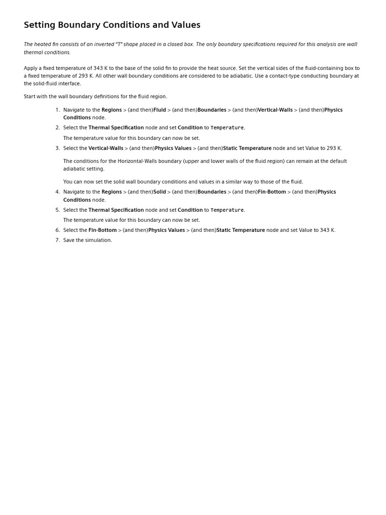 Setting Boundary Conditions and Values | PDF
