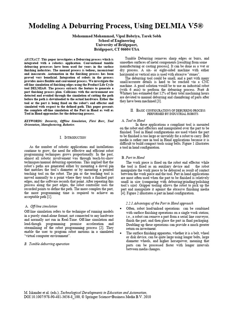 Modeling A Deburring Process, Using DELMIA | PDF | Robot | Robotics