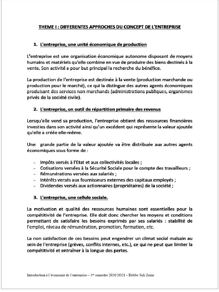économie de l'entreprise | PDF