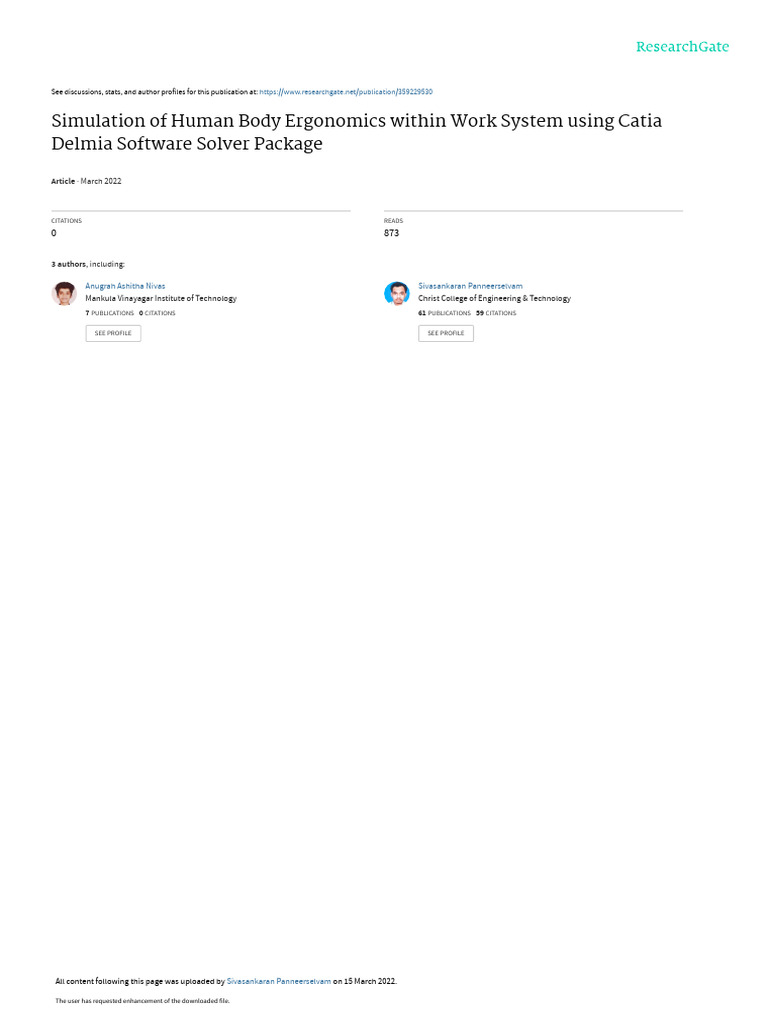 Simulation of Human Body Ergonomics Within Work System Using Catia ...