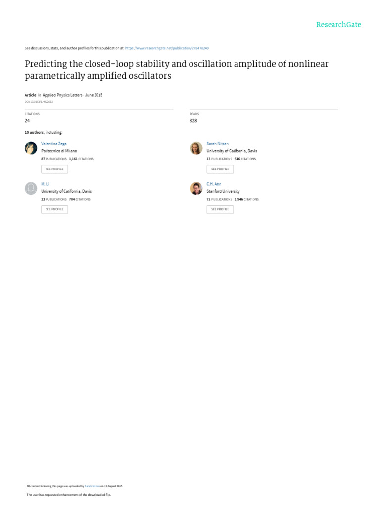 Predicting The Closed-Loop Stability and Oscillation Amplitude of Nonlinear Parametrically ...
