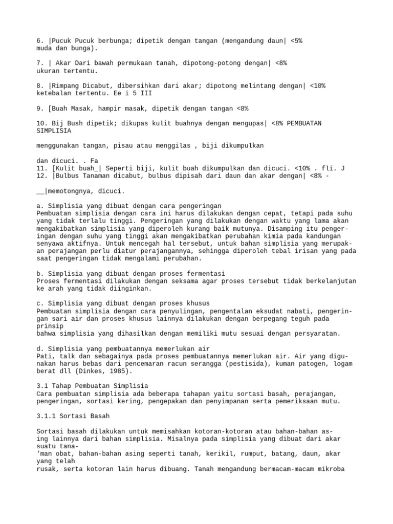 Proses Pembuatan Simplisia | PDF