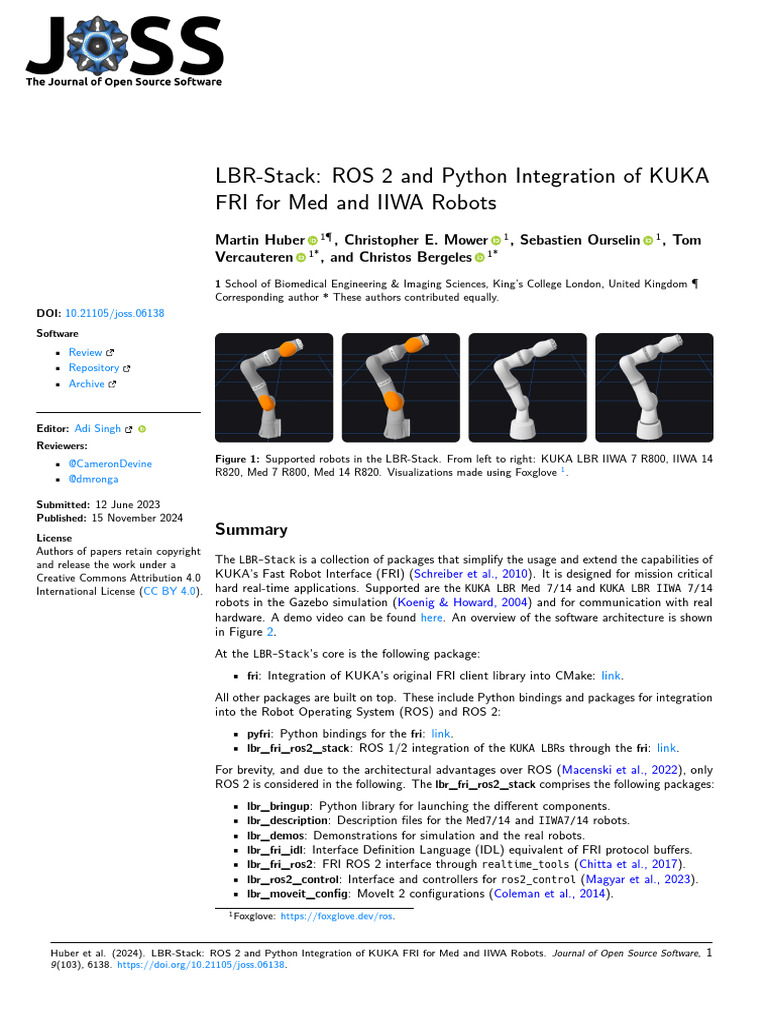 LBR-Stack ROS 2 and Python Integration of KUKA FRI For Med and IIWA Robots | PDF | Python ...