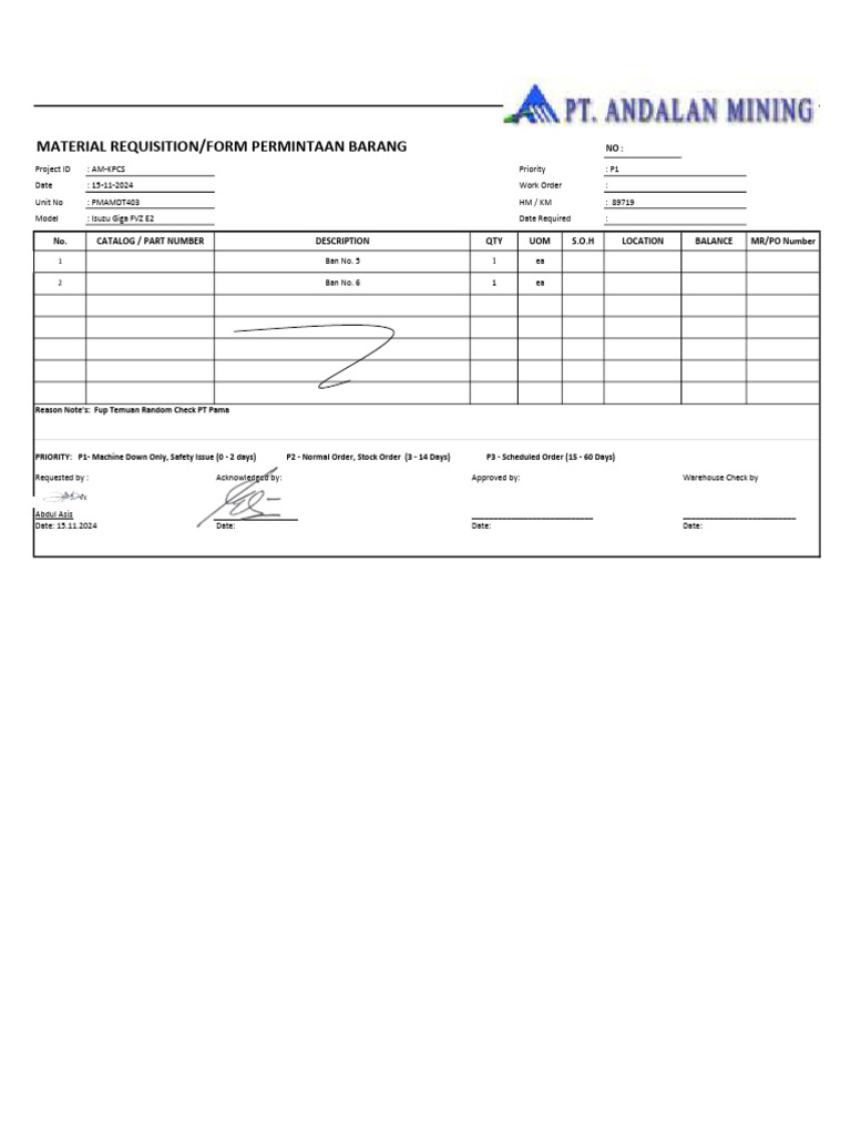 Form Permintaan Barang Dt403-Tyre | PDF