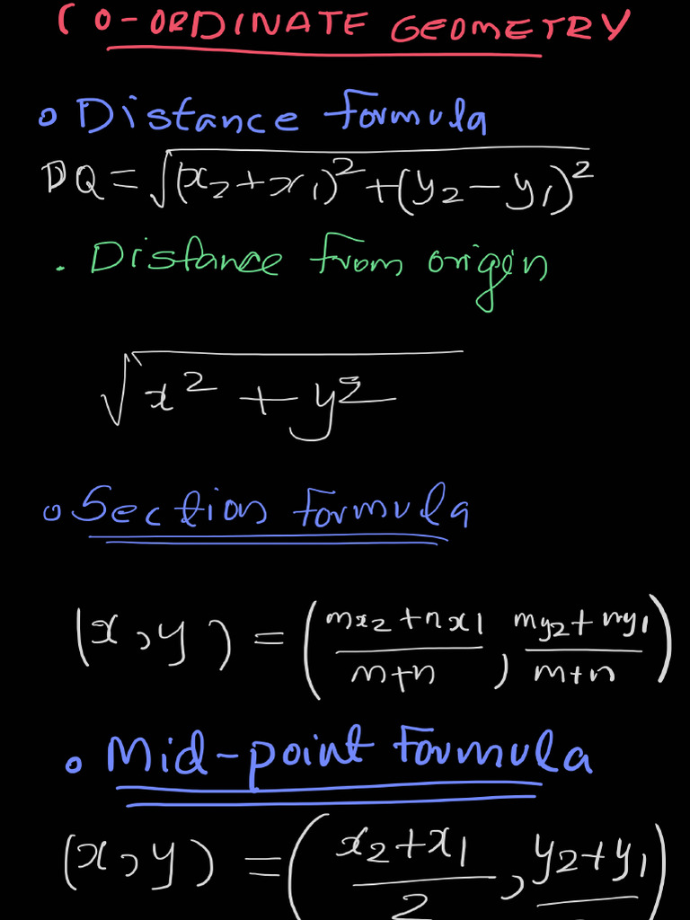 Coordinate Geometry Equations | PDF