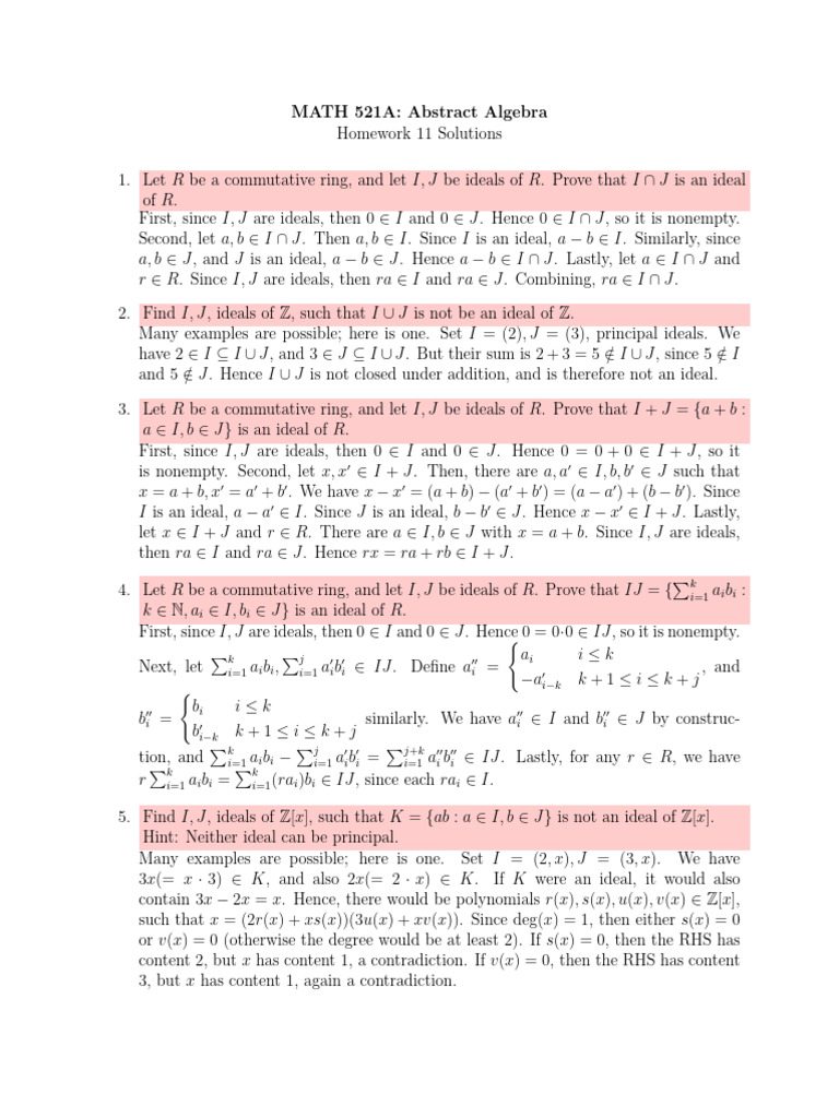 HW11-solutions | PDF | Ring (Mathematics) | Mathematical Analysis