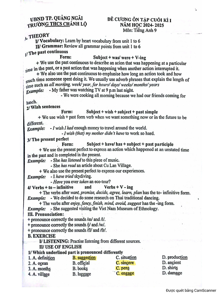 đề cương hk1 chánh lộ lớp 9 | PDF