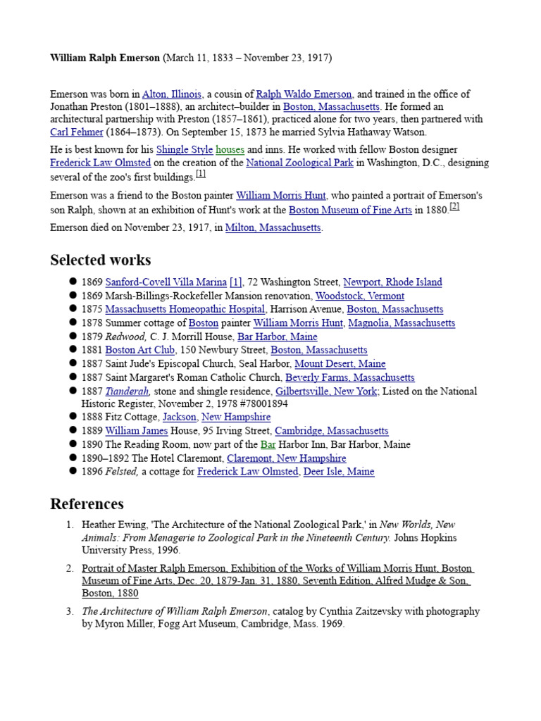 William Ralph Emerson Biography | PDF | Boston